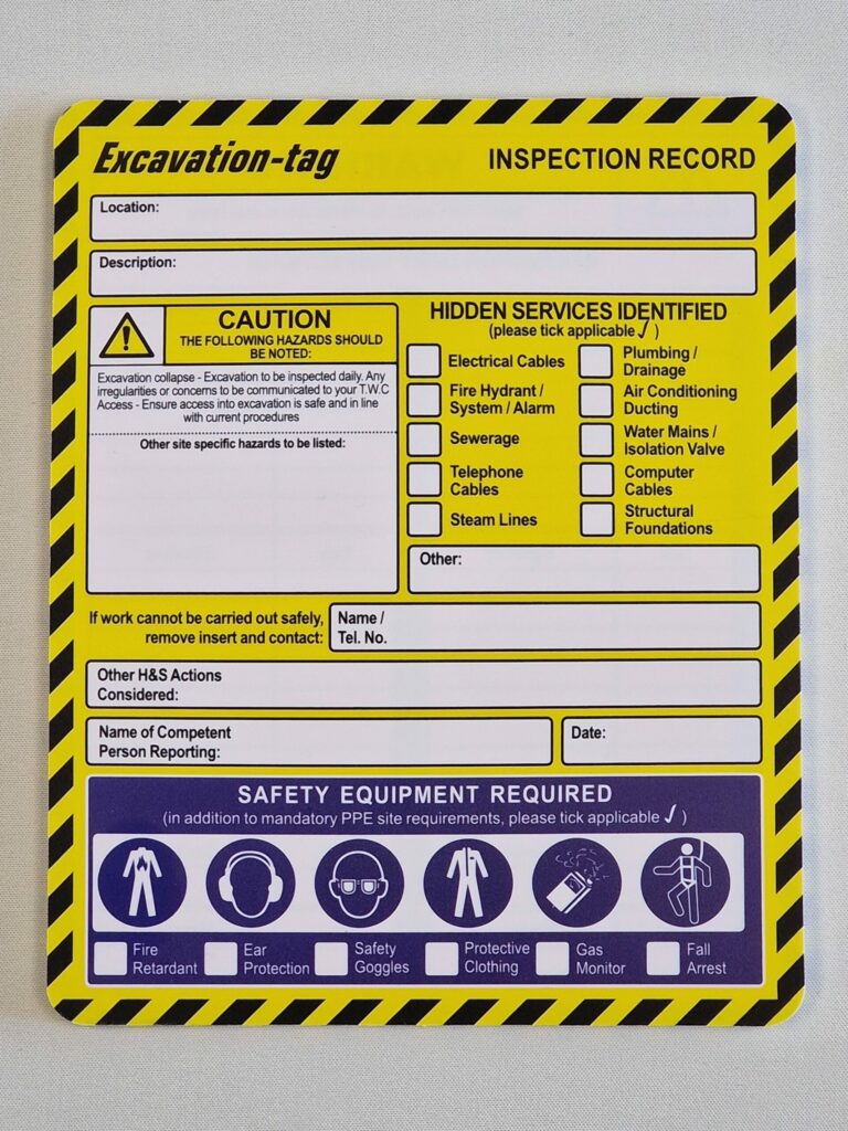 Excavation Tag Inserts - Pat O Brien Safety - Shop Now