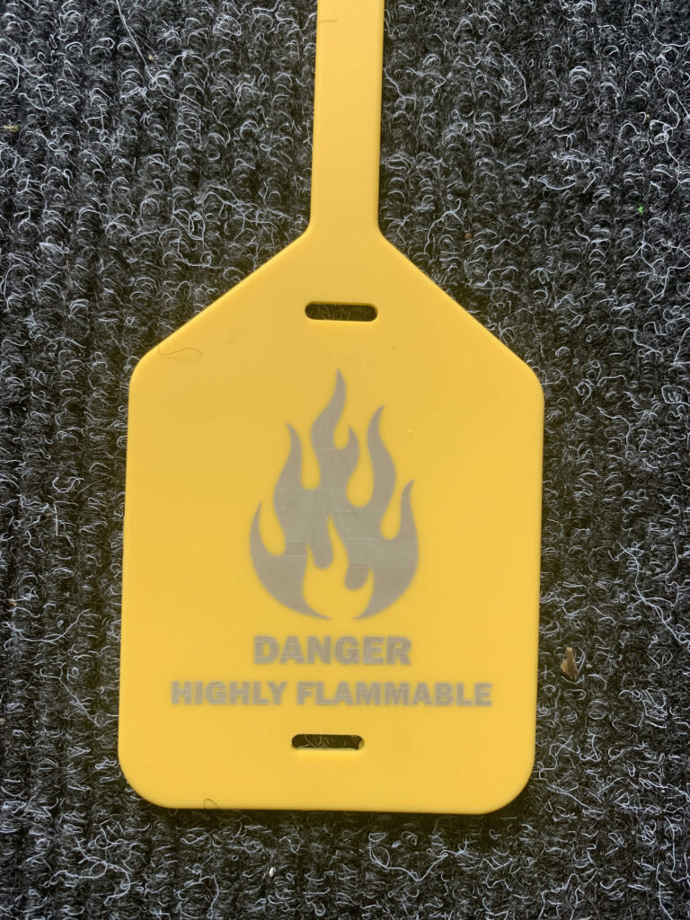 Highly Flammable Warning Handy Rubber Tags Printing